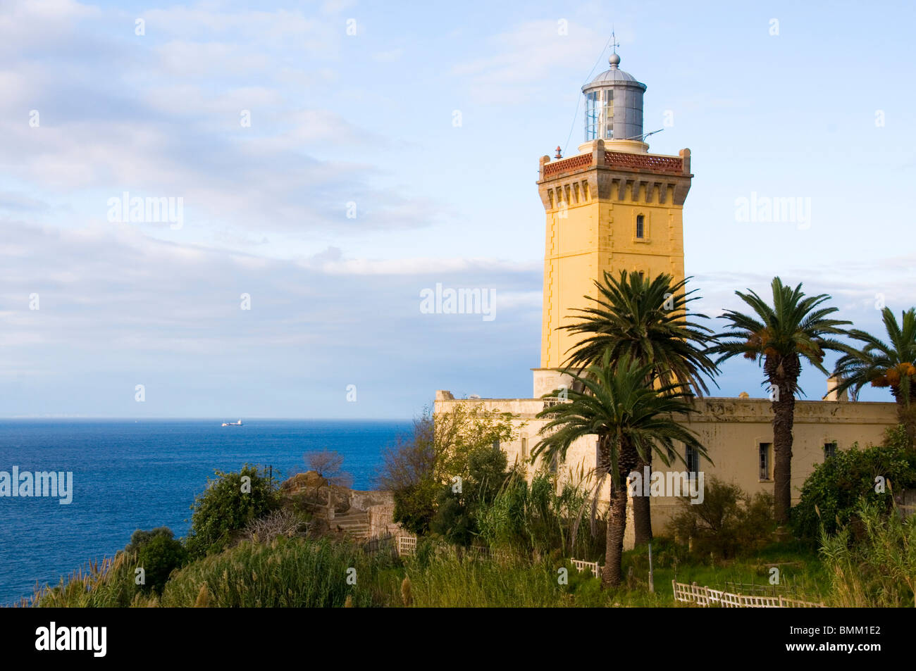Tangier Morocco lighthouse at Cap Spartel overlooking the Mediterranean ...