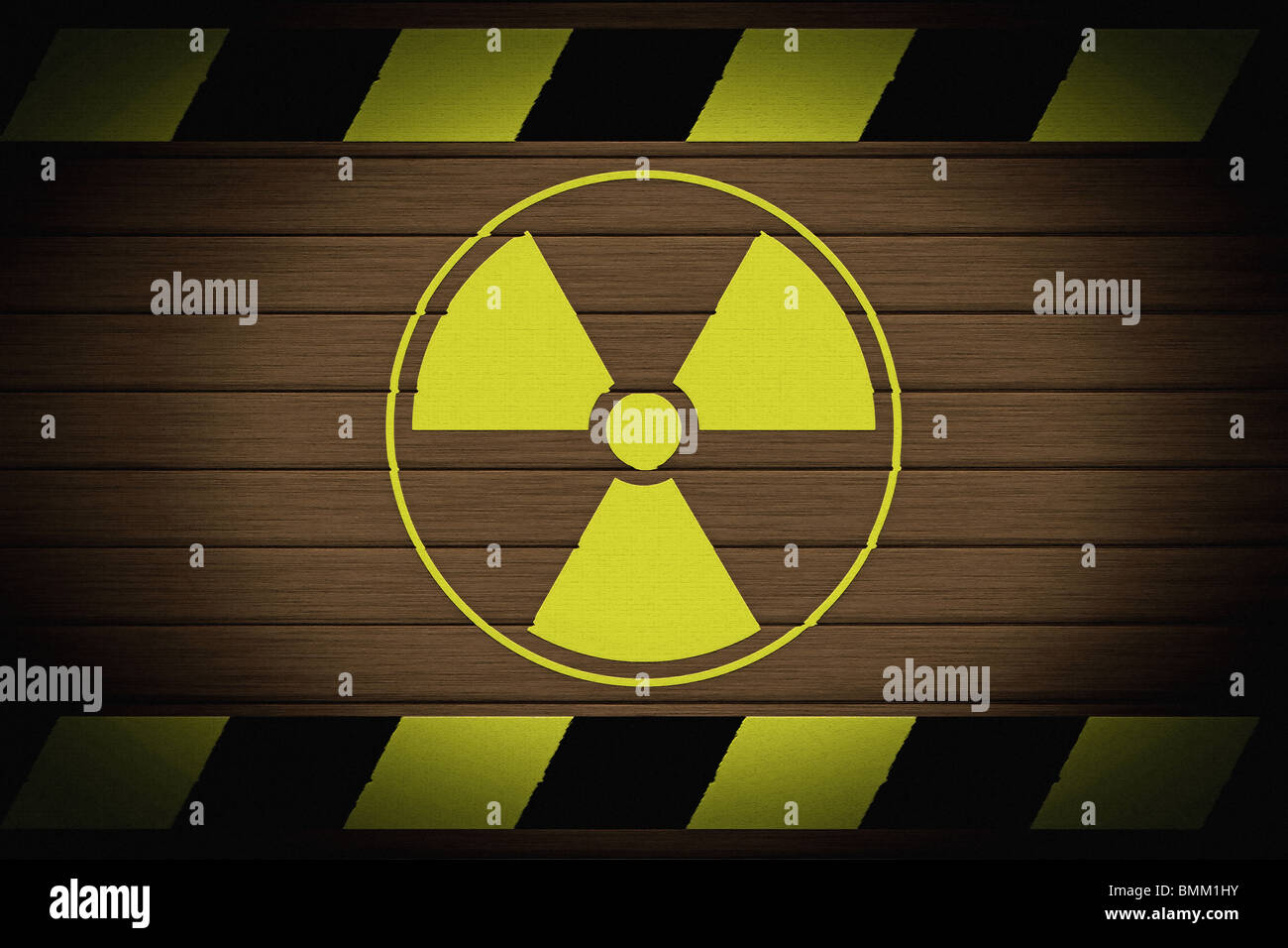 Nuclear warning sign on wall Stock Photo - Alamy