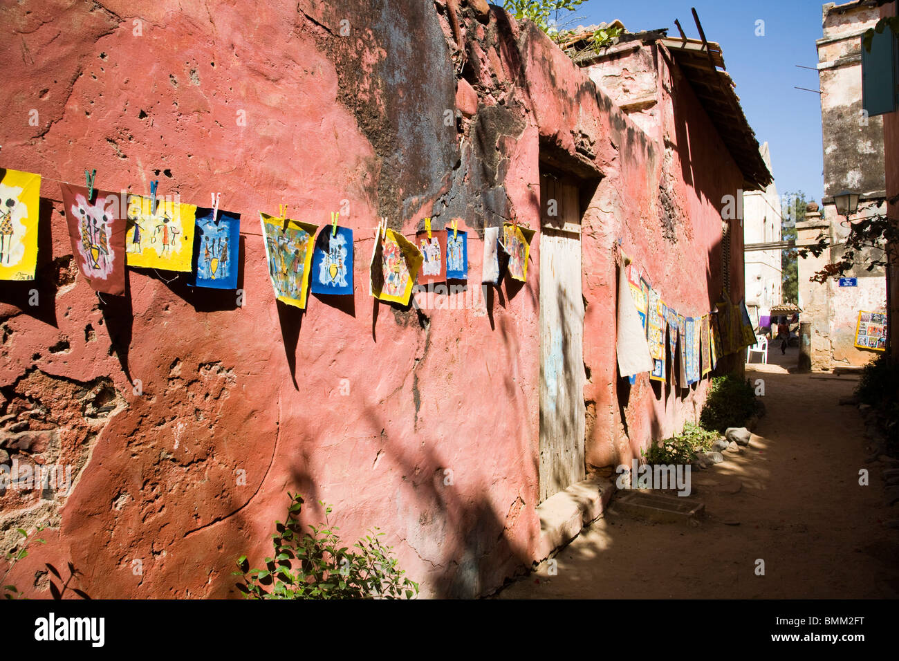 Senegal, Dakar. Local paintings in an art gallery, Goree Island Stock ...