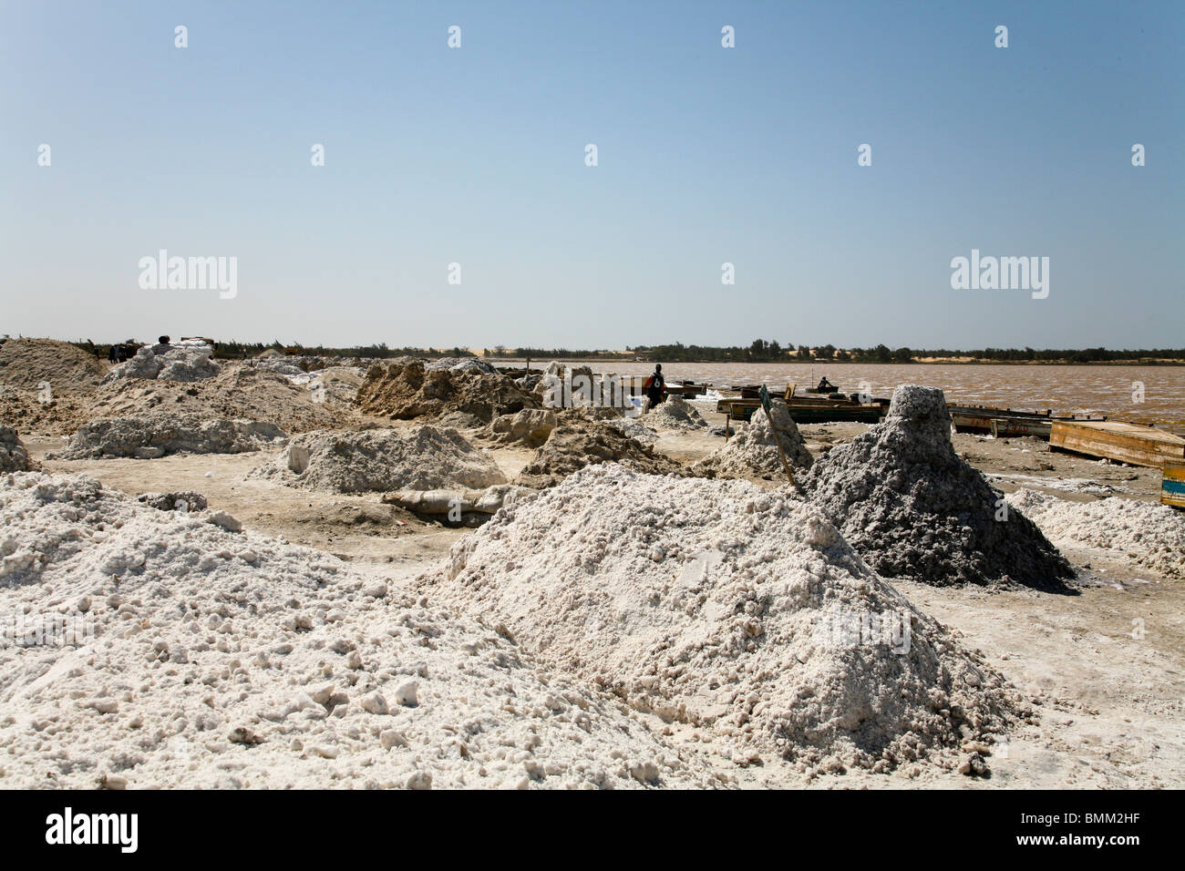 Senegal, Dakar. Salt mounds at Lac Reba (Pink Lake Stock Photo - Alamy