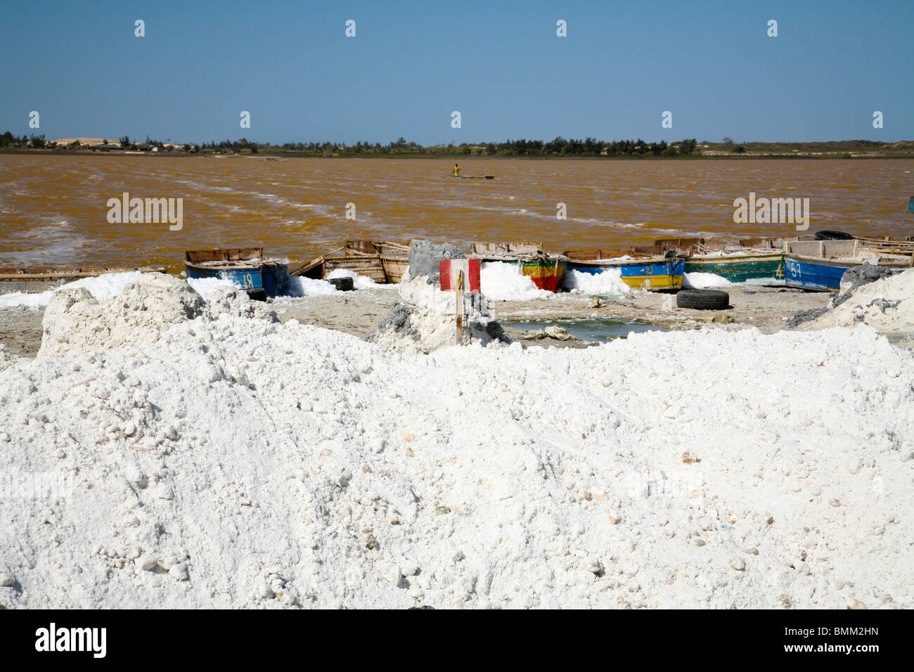 Senegal, Dakar. Salt mounds at Lac Reba (Pink Lake Stock Photo - Alamy