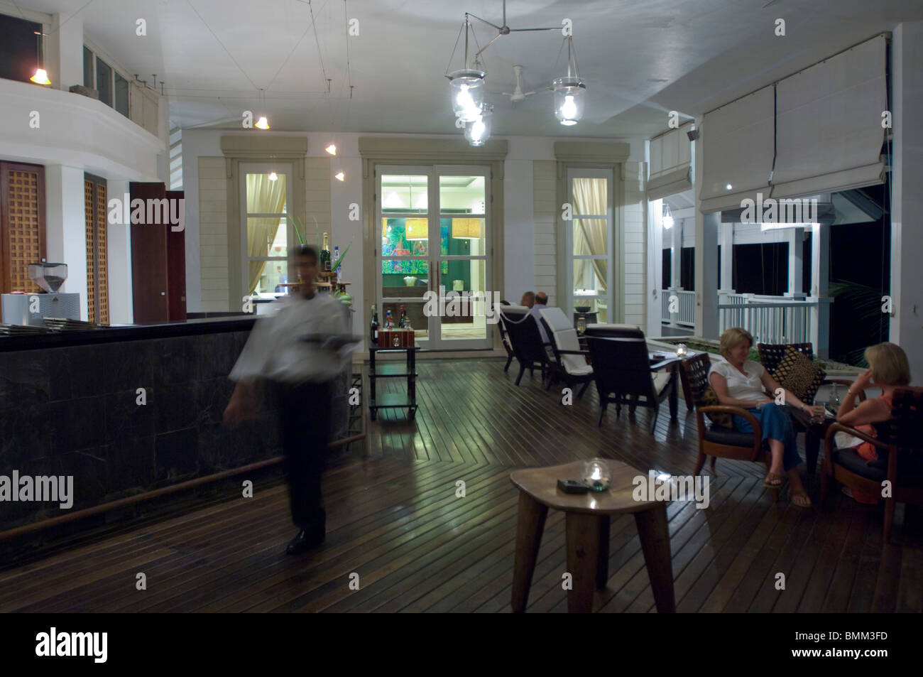 Bar at Banyan Tree Resort on Mahe Island Stock Photo - Alamy