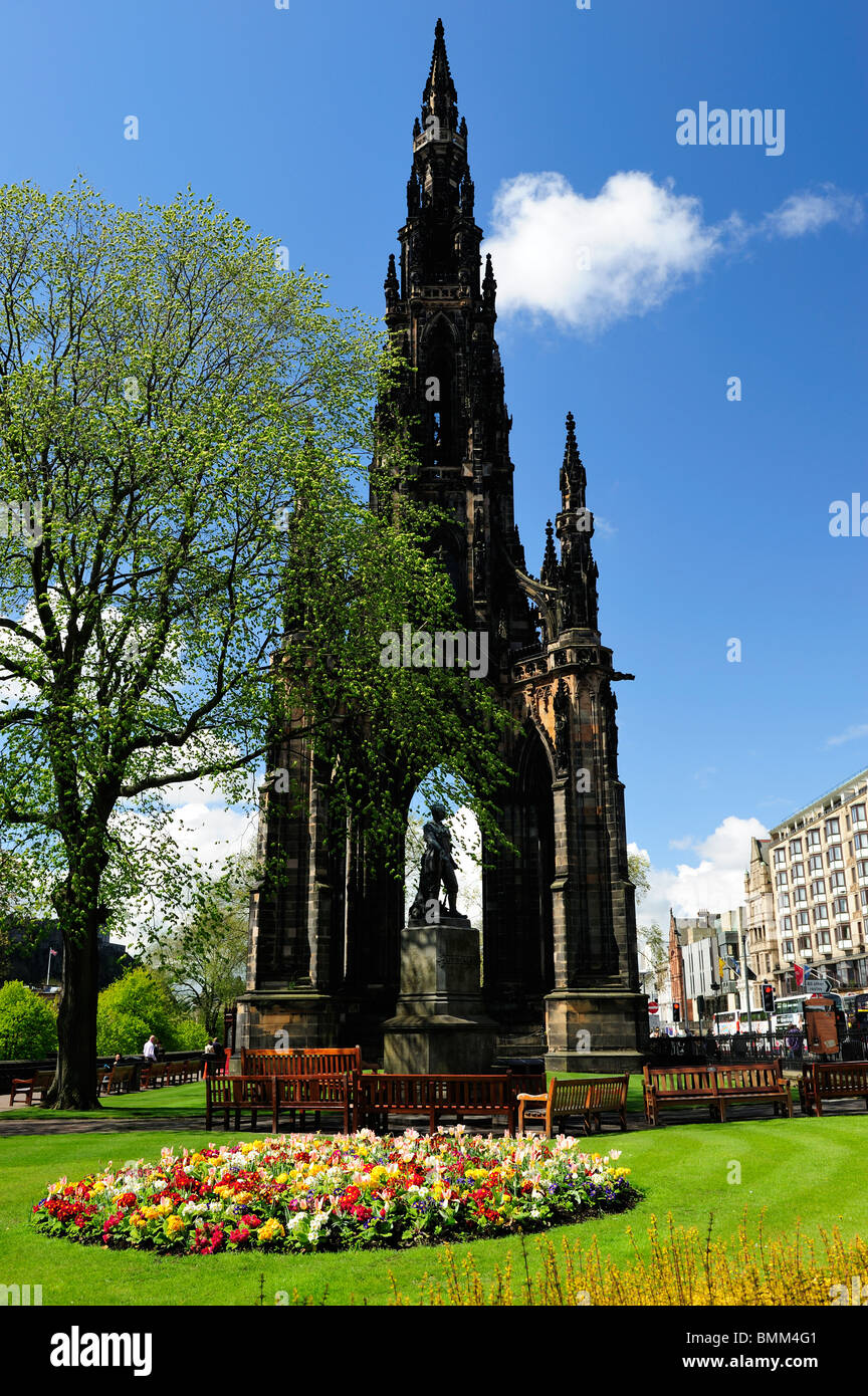 Spring flowers in Princes Street Gardens with the Scott Monument in ...