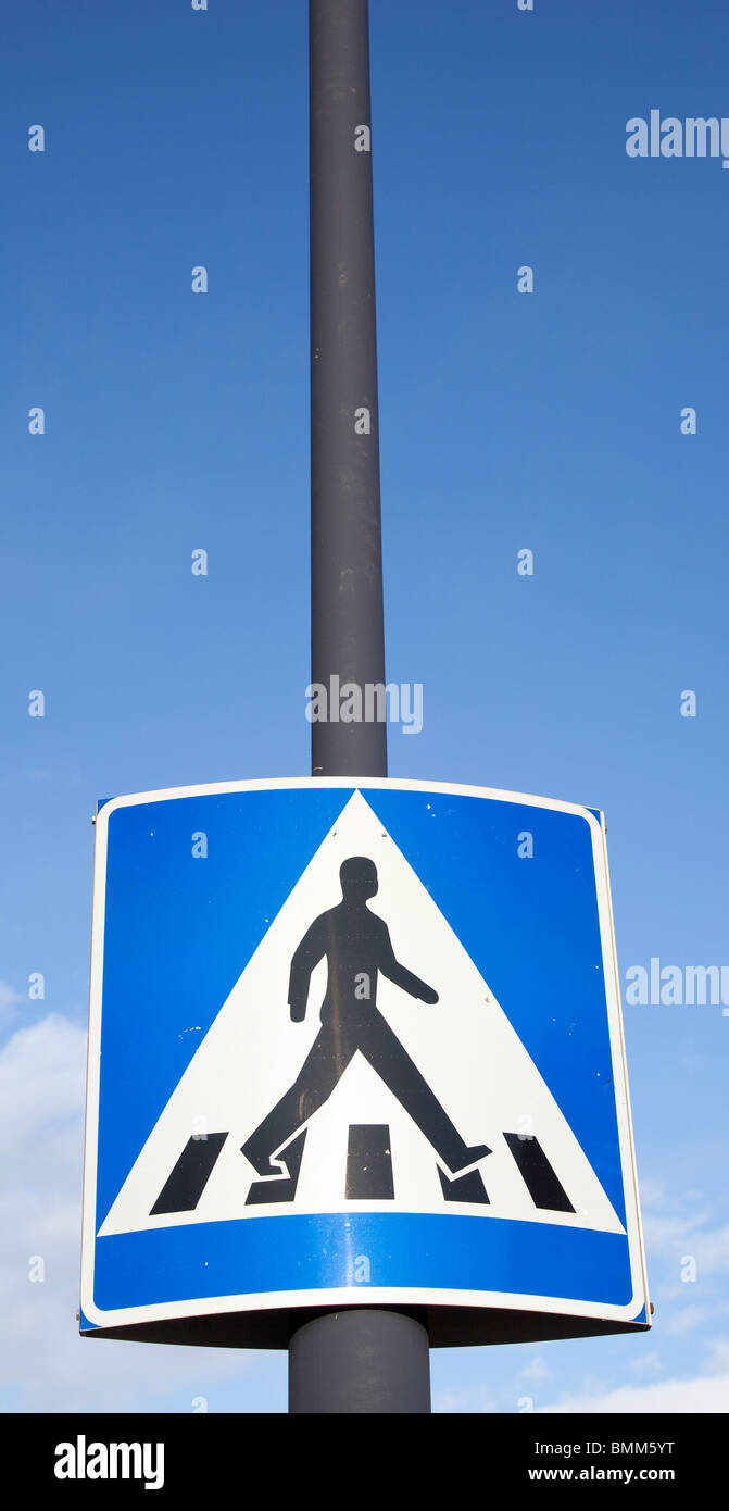 Finnish traffic sign for pedestrian crossing , Finland Stock Photo - Alamy