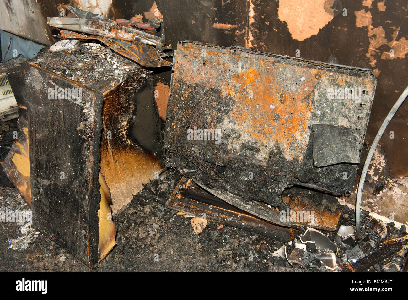 LCD Television destroyed by fire Stock Photo - Alamy