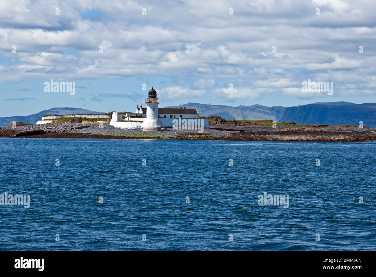Fladda Lighthouse on the island of Fladda located west of the island of ...