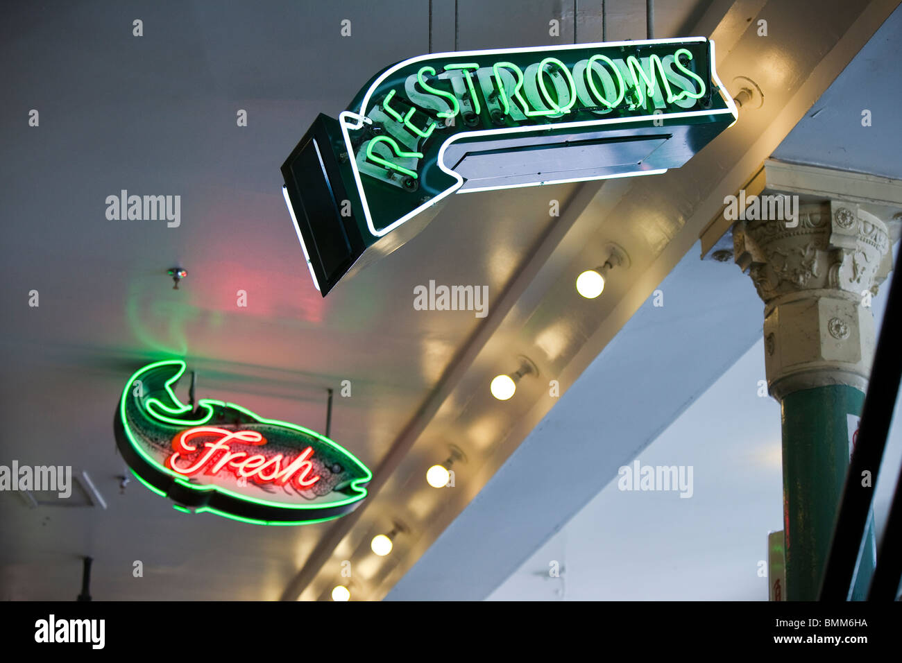 Neon Signs at Pike Place Market - Seattle, Washington Stock Photo - Alamy