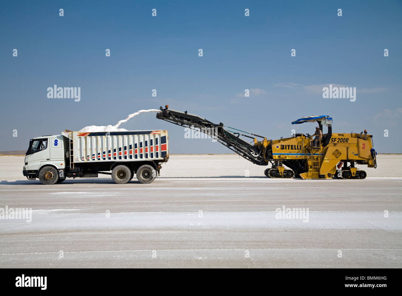 Loading salt at Tuz Golu (Salt Lake) Central Anatolia Turkey Stock ...