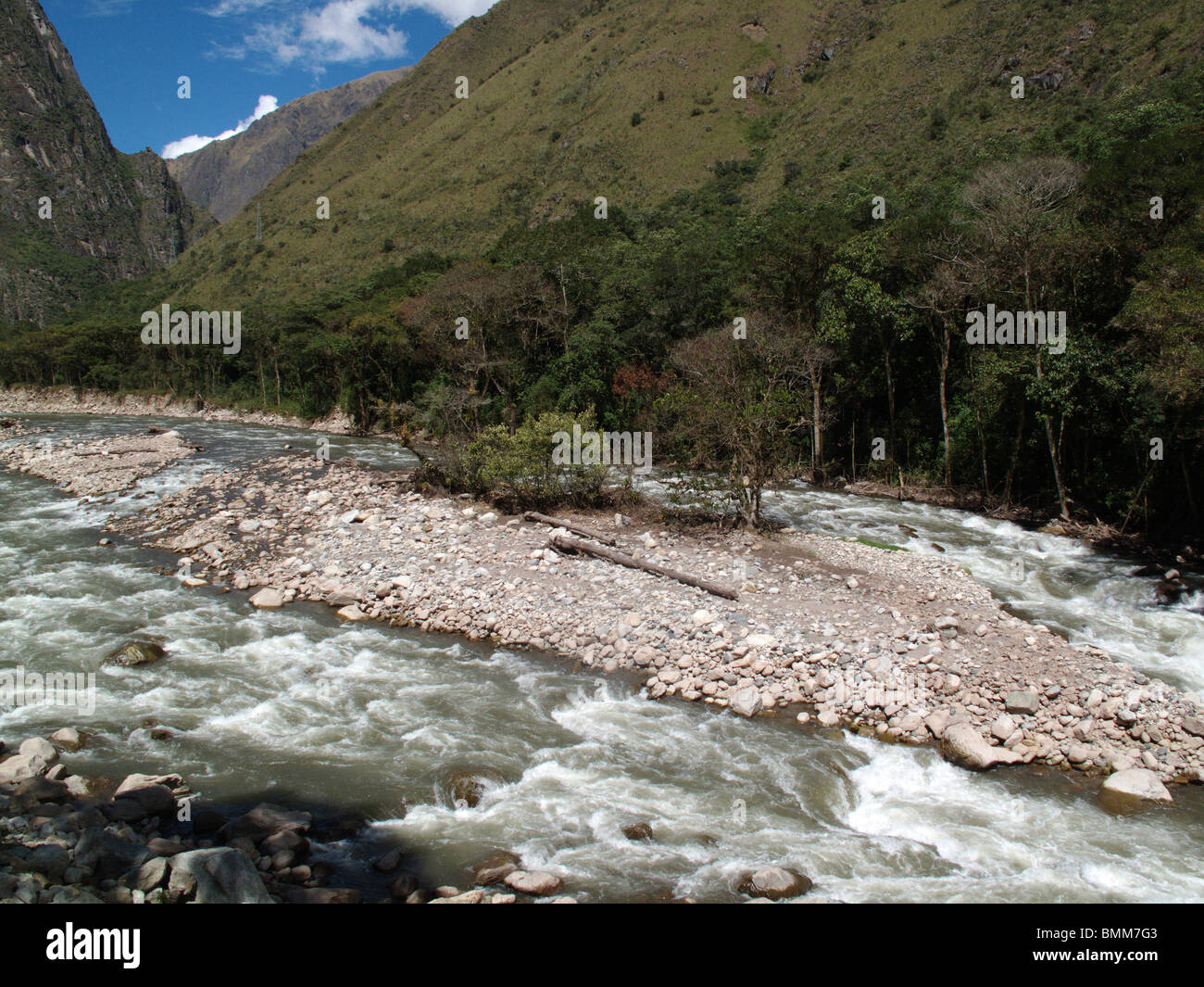 The Rio Urubamba valley heading up to Aguas Calientes and the ancient ...