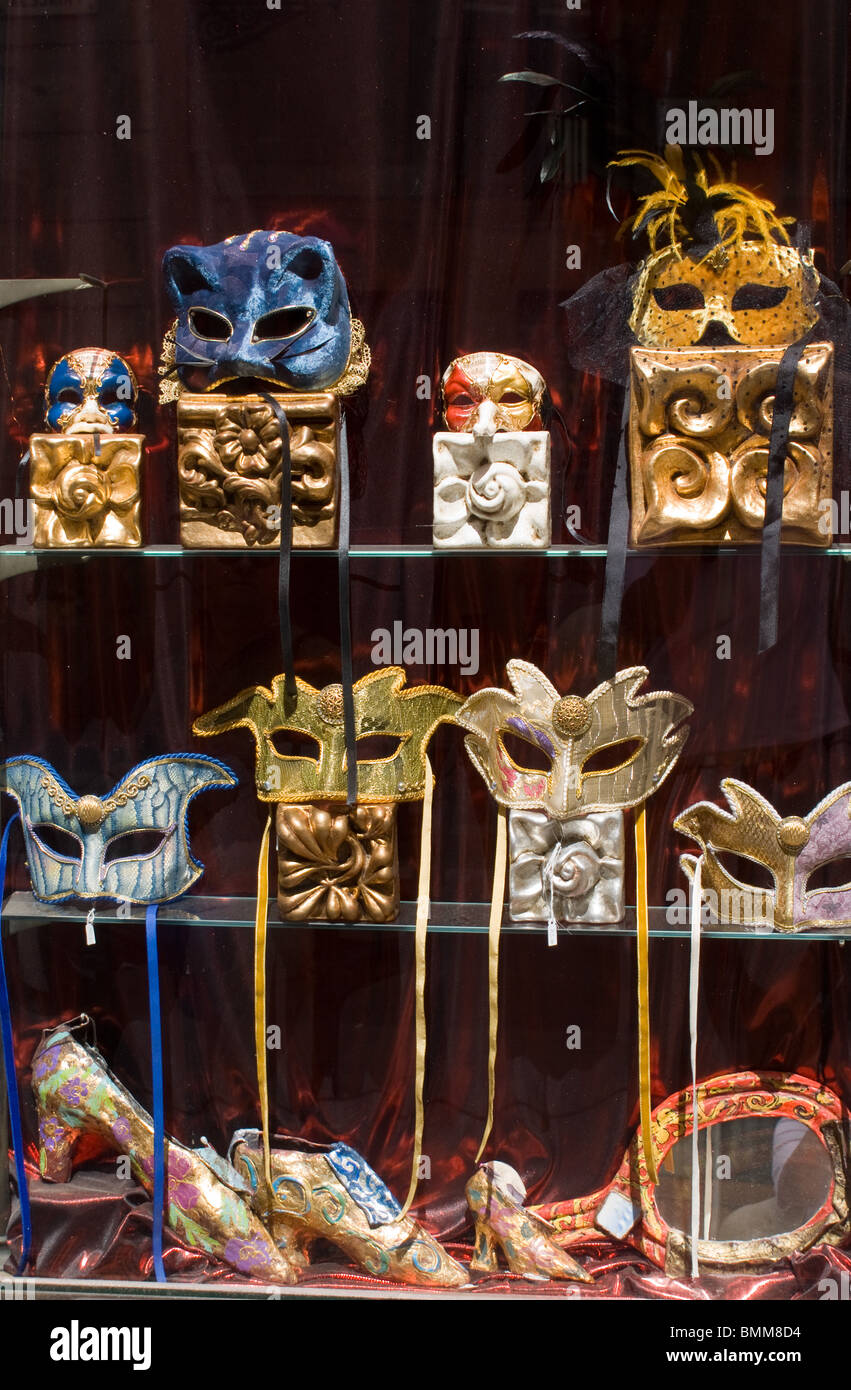 COLLECTION OF CARNIVAL FANCY DRESS Face Covering MASKS ON DISPLAY IN A ...