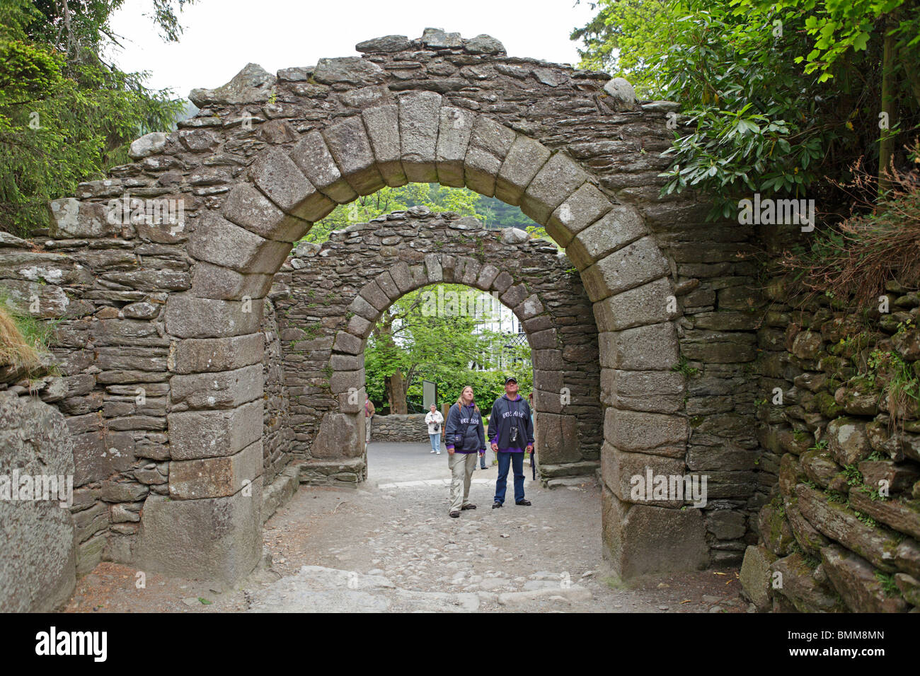 archways at the entrance to Glendalough Monastery, Co. Wicklow ...
