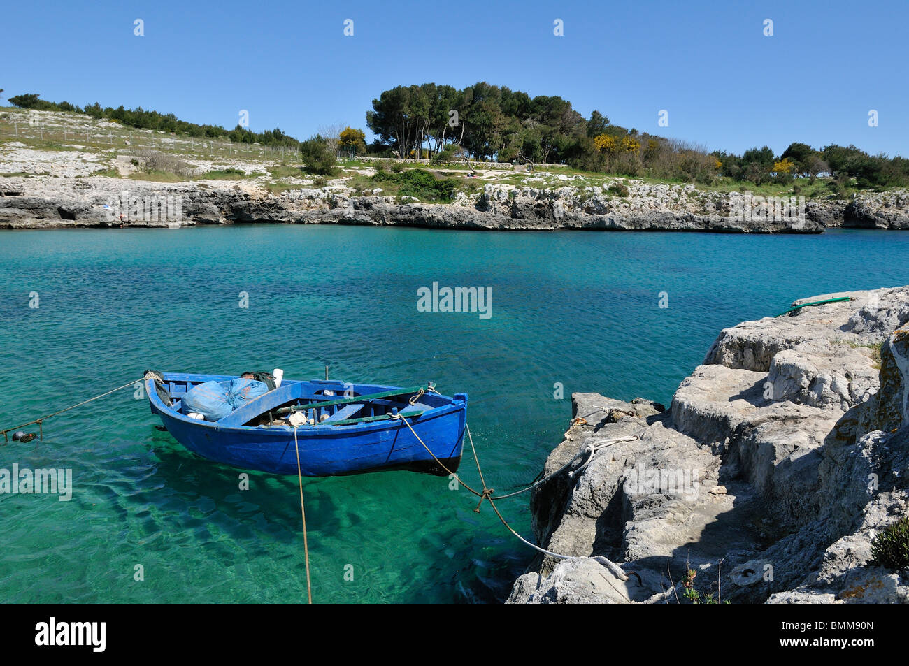 Otranto. Puglia. Salento. Italy. Clear waters in the tiny port of Porto ...
