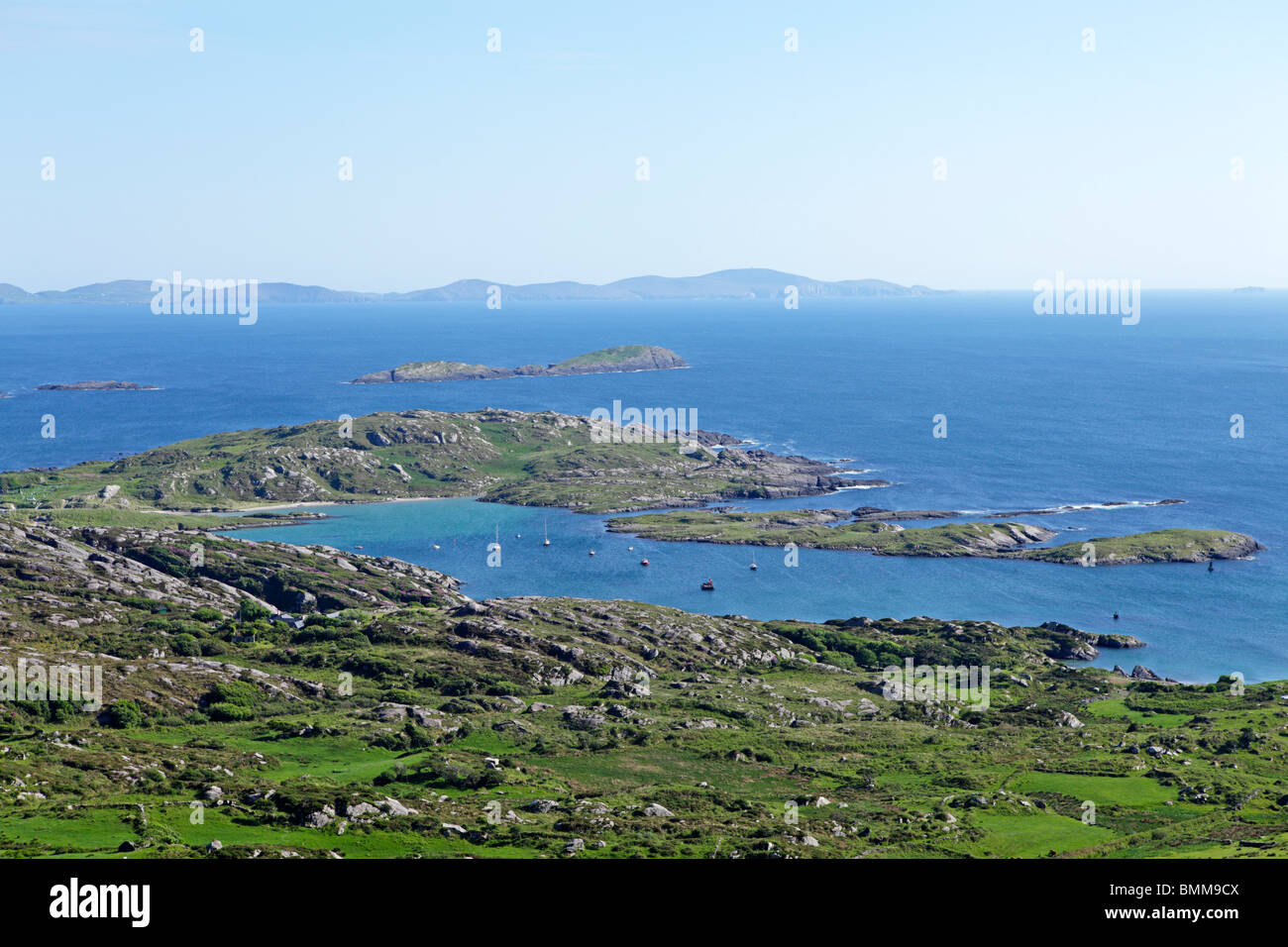 panoramic view of Ballinskelligs Bay, Atlantic Ocean, Ring of Kerry ...
