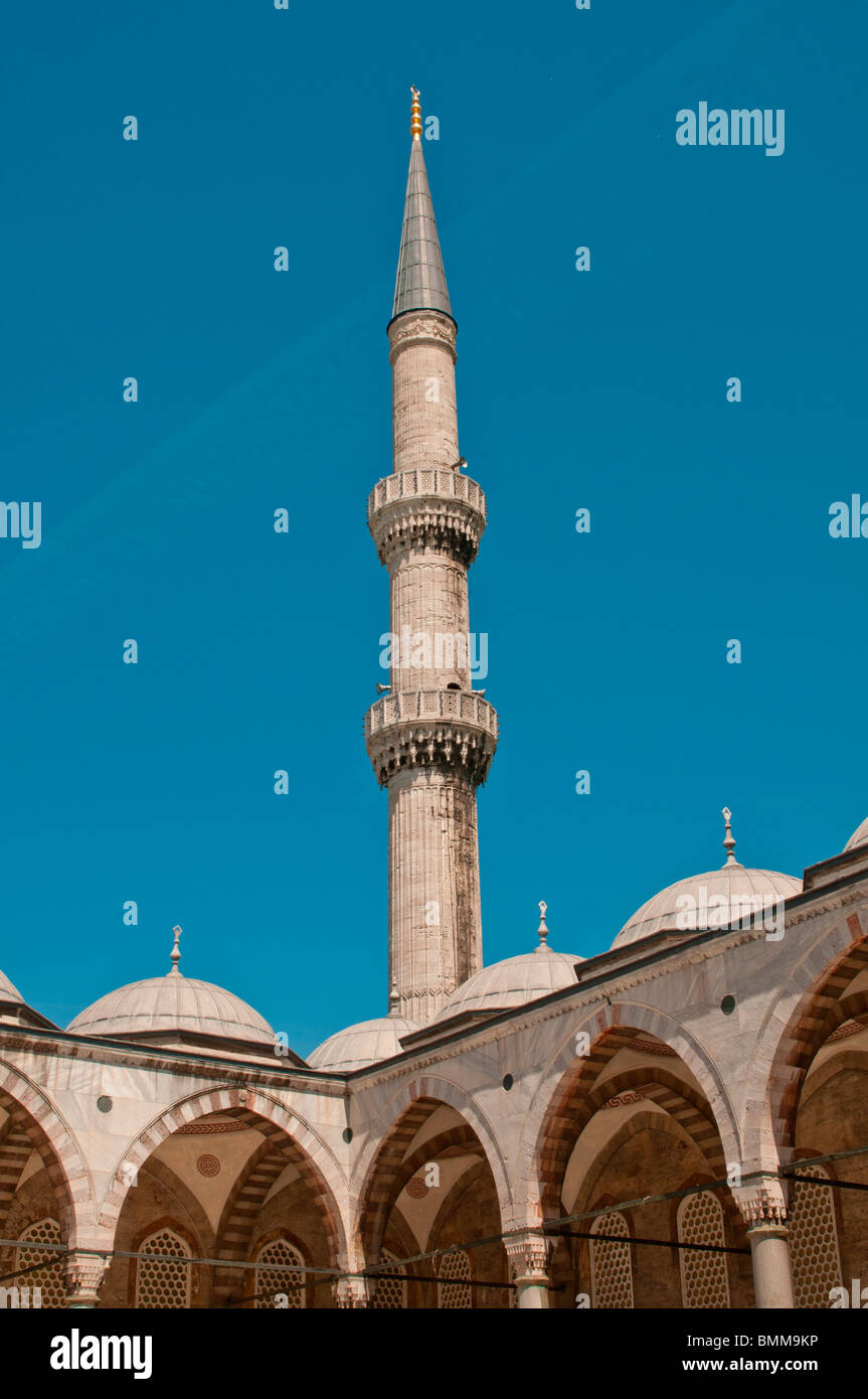 Oneof the Blue Mosque Minarets - View from the yard Stock Photo - Alamy