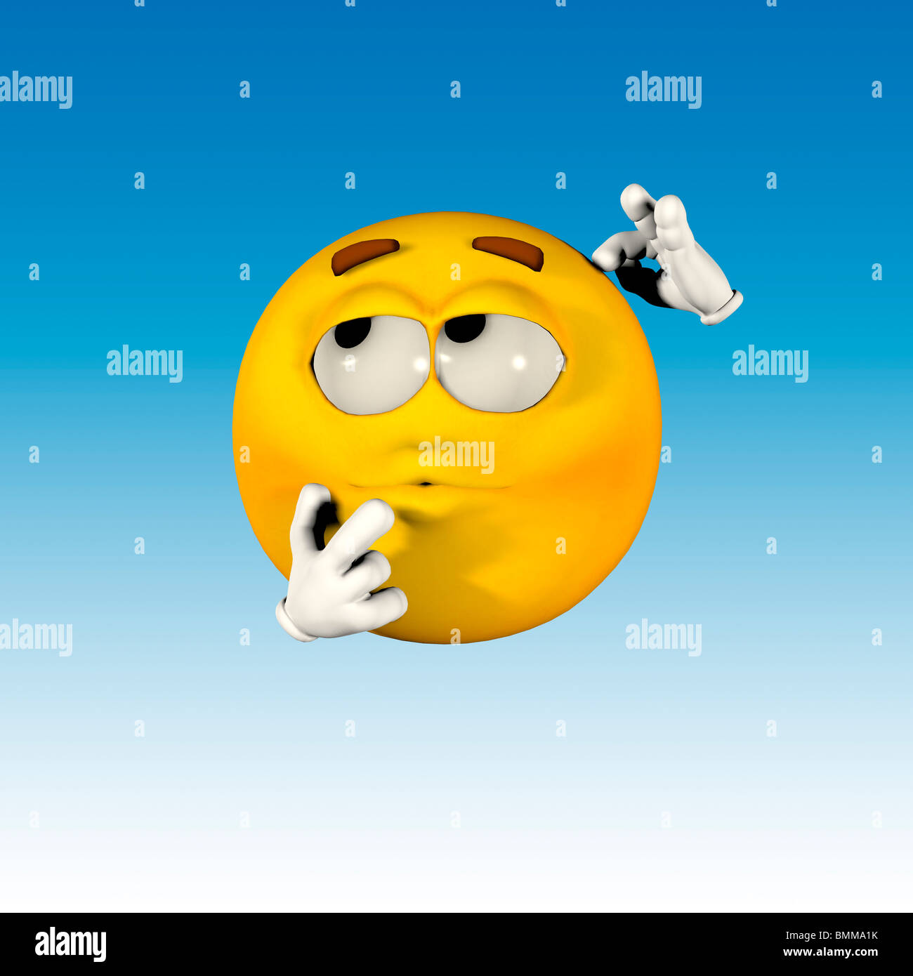 Emoticon smiley yellow thinking hi-res stock photography and images - Alamy