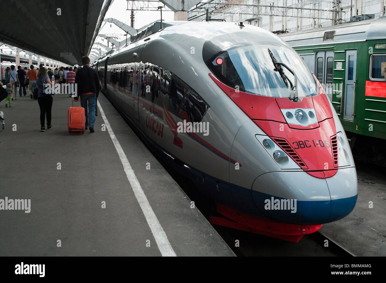EVS, aka Sapsan speed train in Russia in Moskovsky railway station, St ...