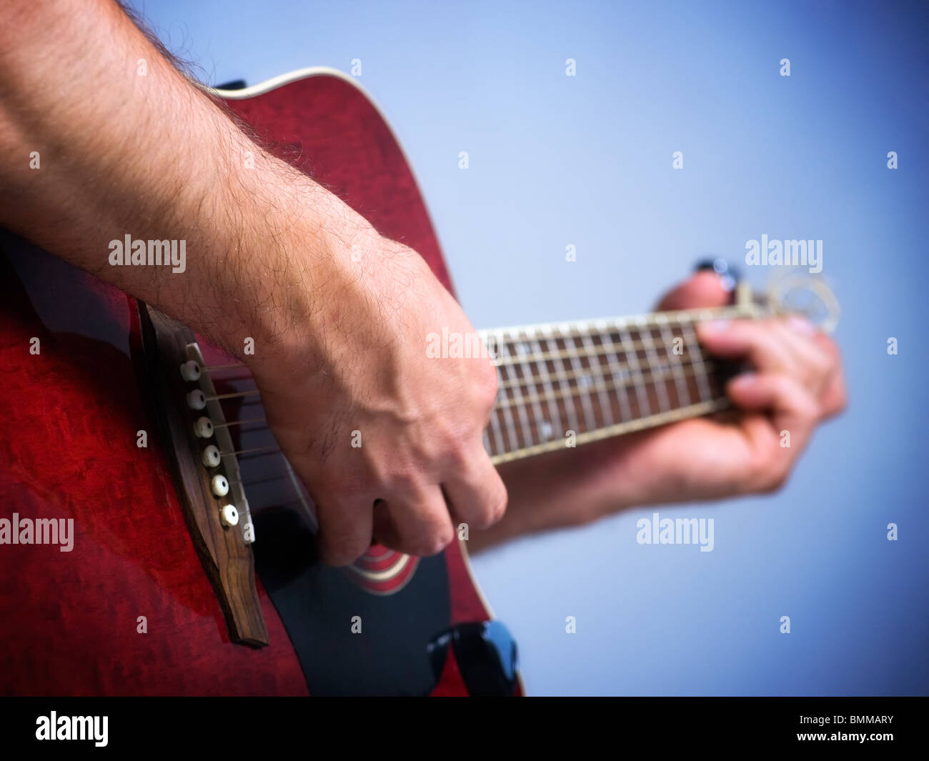 Close-up view of the guitar and performing artists during the concert ...