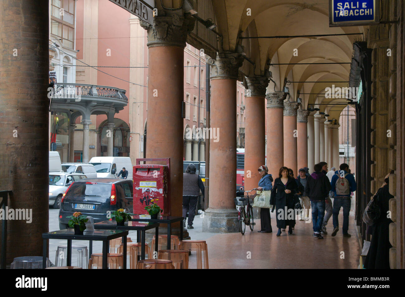 Street scene cafe arcades,Typical Bolognaise arcade ,Bologna,italy ...