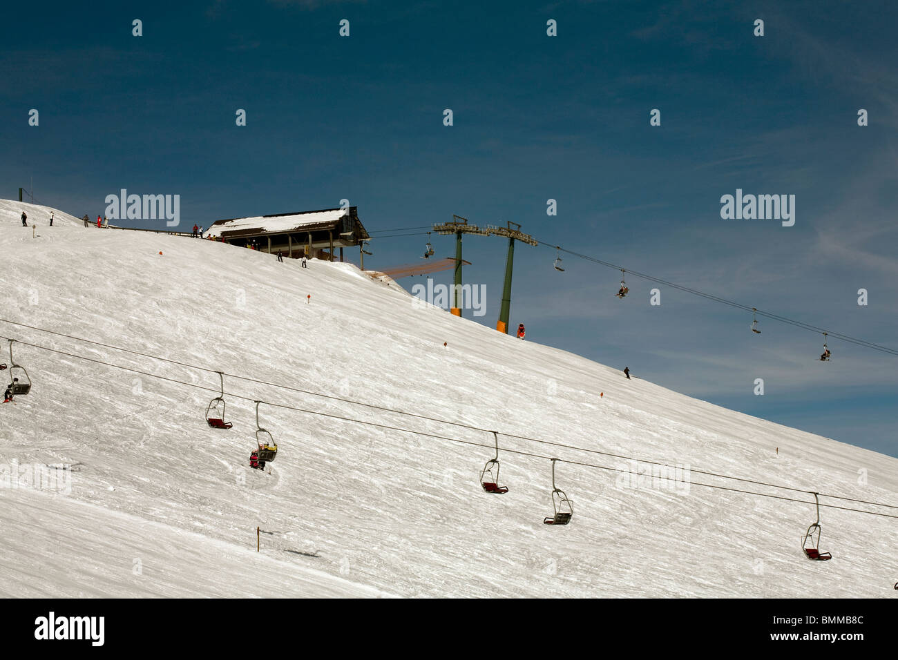Chair lifts The Seceda Col Raiser Selva Val Gardena Dolomites Italy ...