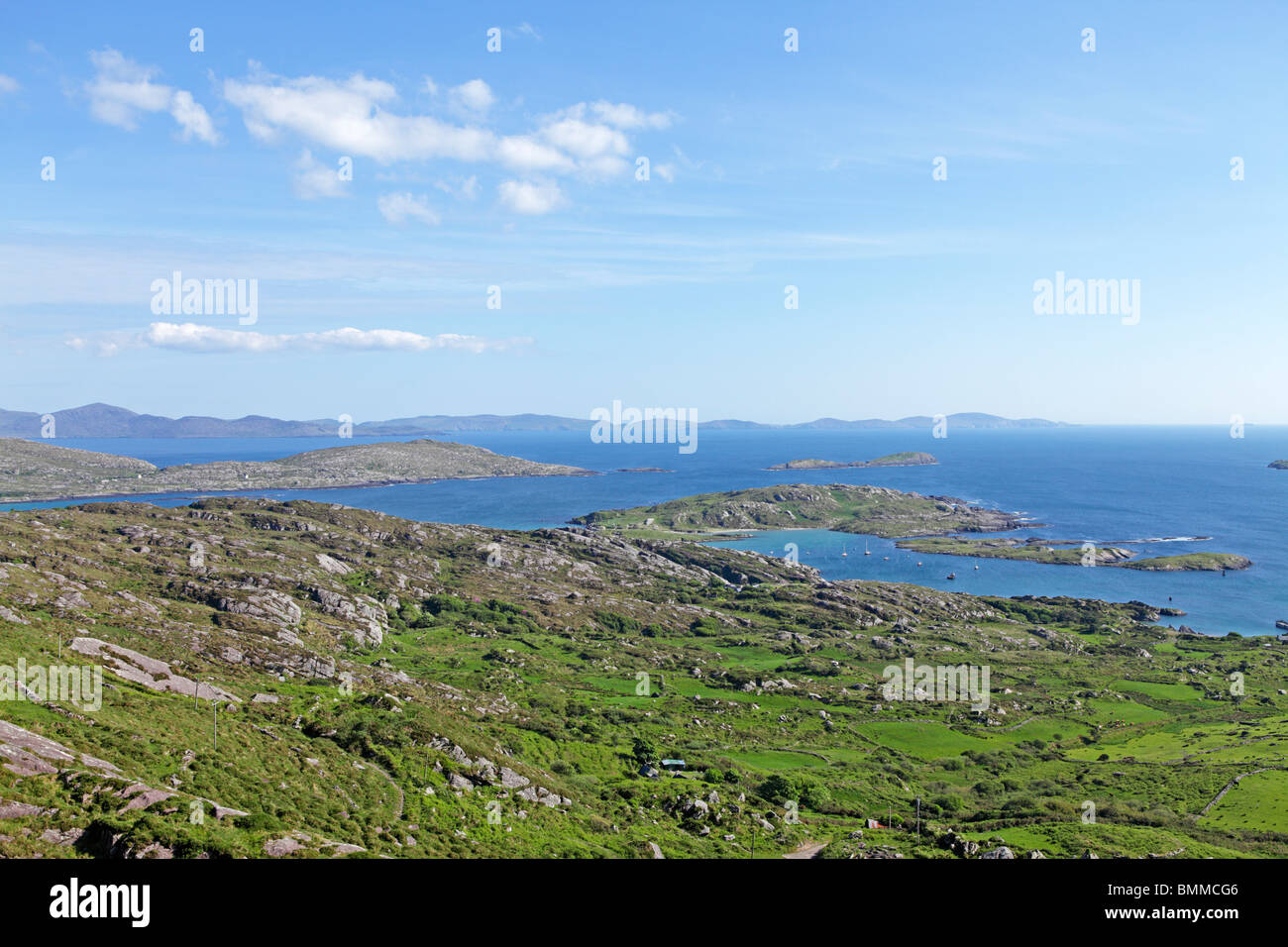 panoramic view of Ballinskelligs Bay, Atlantic Ocean, Ring of Kerry ...