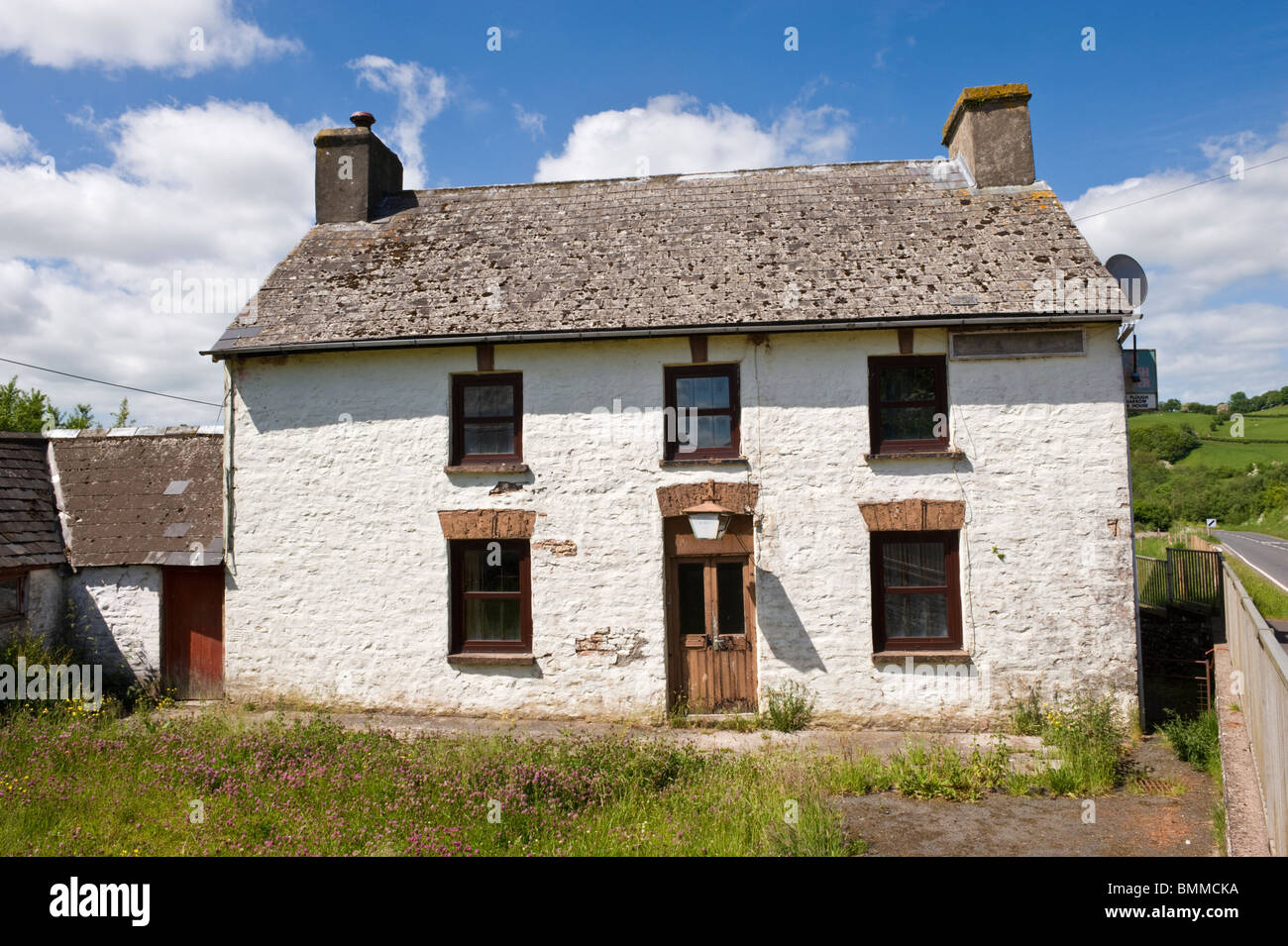 Closed Plough and Harrow inn at Upper Chapel Powys Mid Wales UK Stock ...