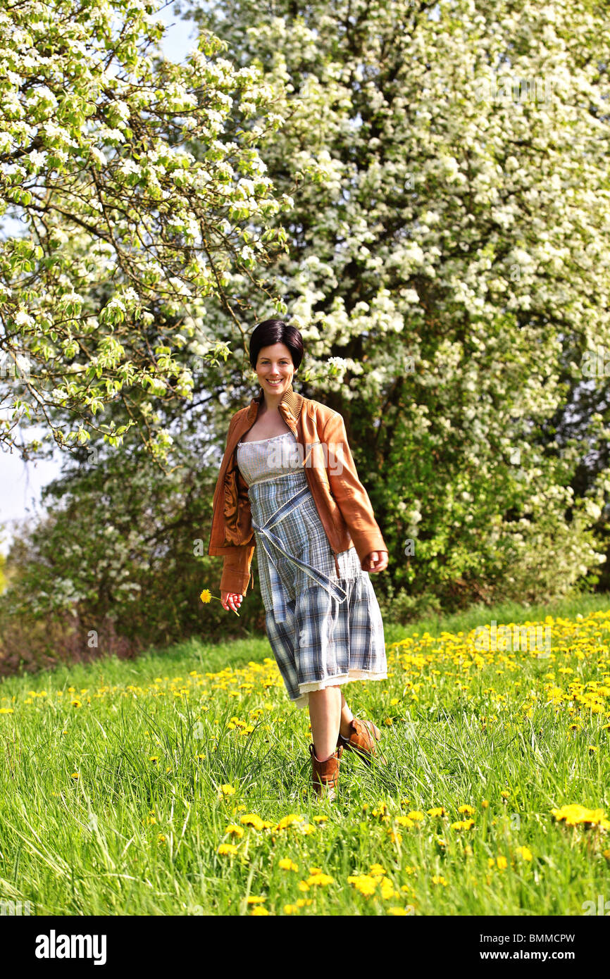 woman on a meadow Stock Photo - Alamy