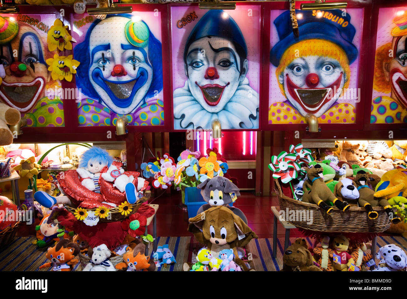 Shooting at the Clown stall, Fun Fair at EUR, Rome, Italy Stock Photo ...