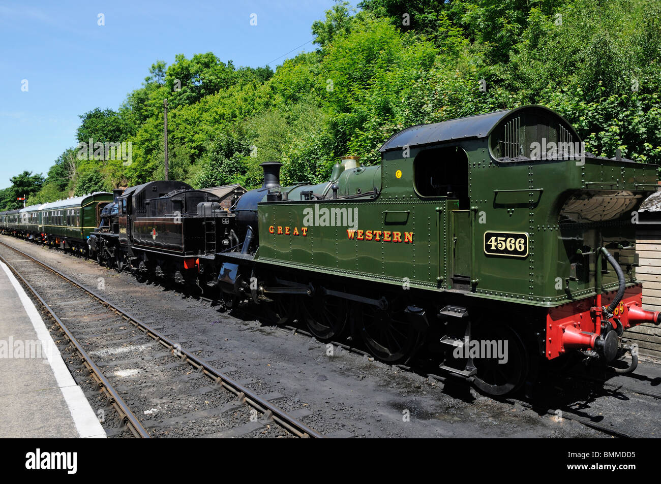 GWR Prairie Tank Engine 2-6-2 4566 and LMS Ivatt Class 2 2-6-0 46443 ...