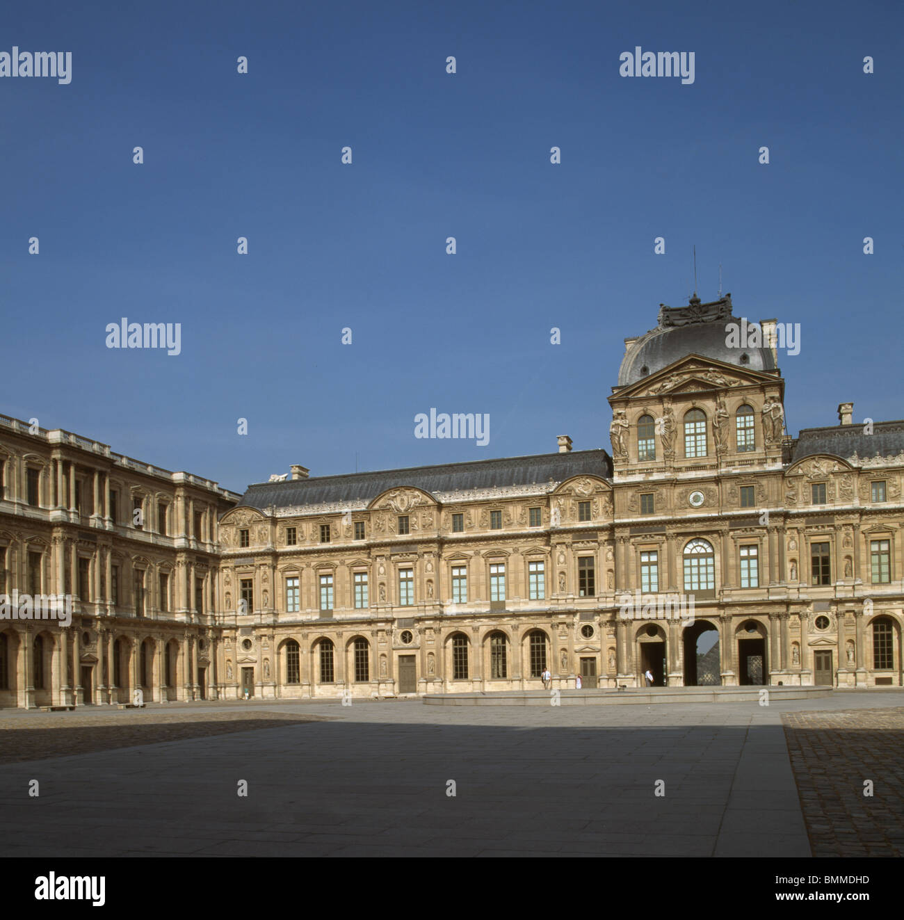 Louvre Museum, Paris. Pavilion Denon on south side of the Cour Napoleon ...