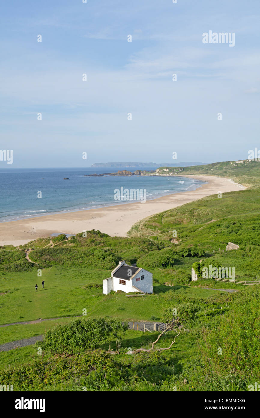 sandy beach at Whitepark Bay, County Antrim, Northern Ireland Stock ...