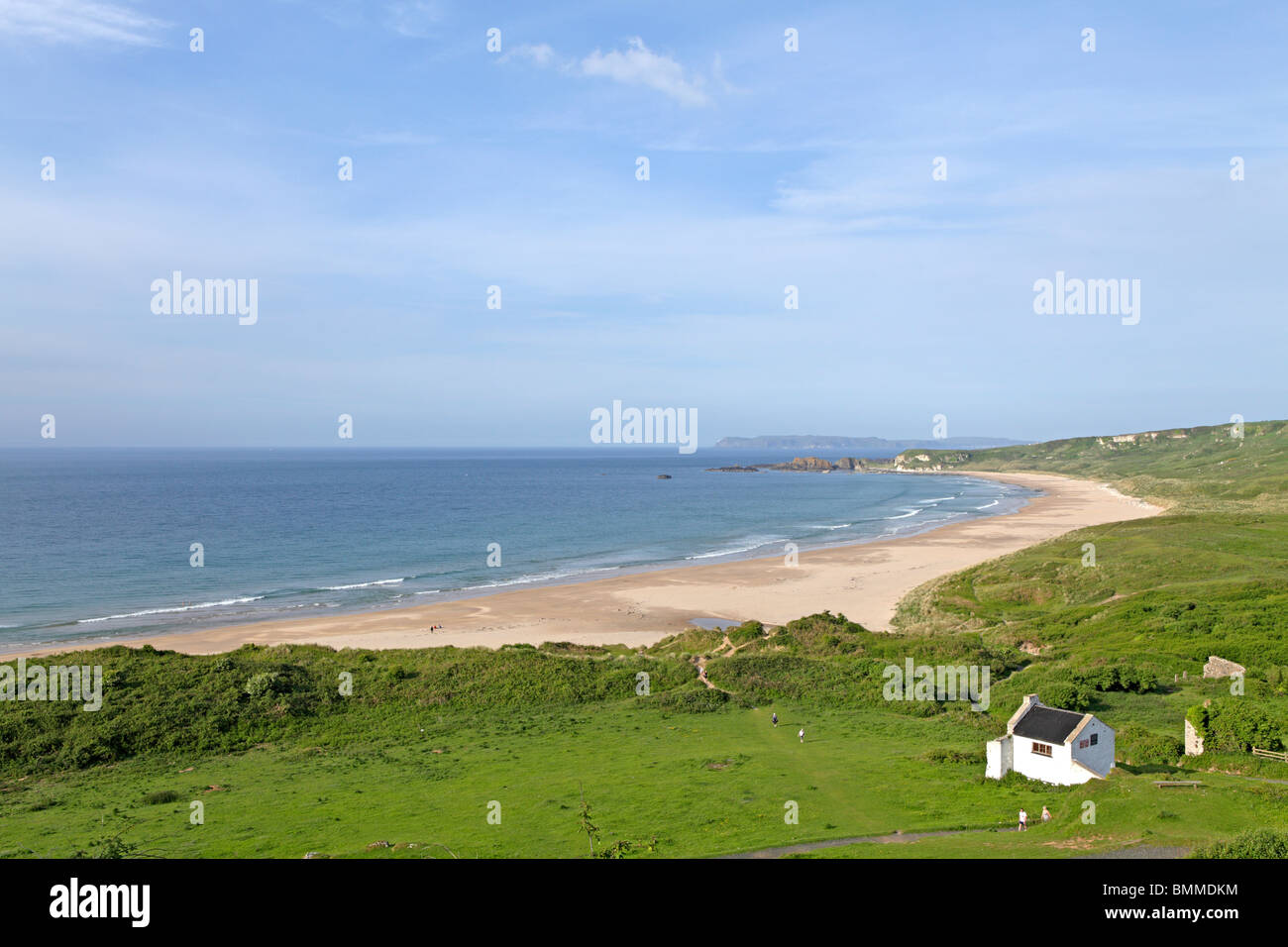 sandy beach at Whitepark Bay, County Antrim, Northern Ireland Stock ...