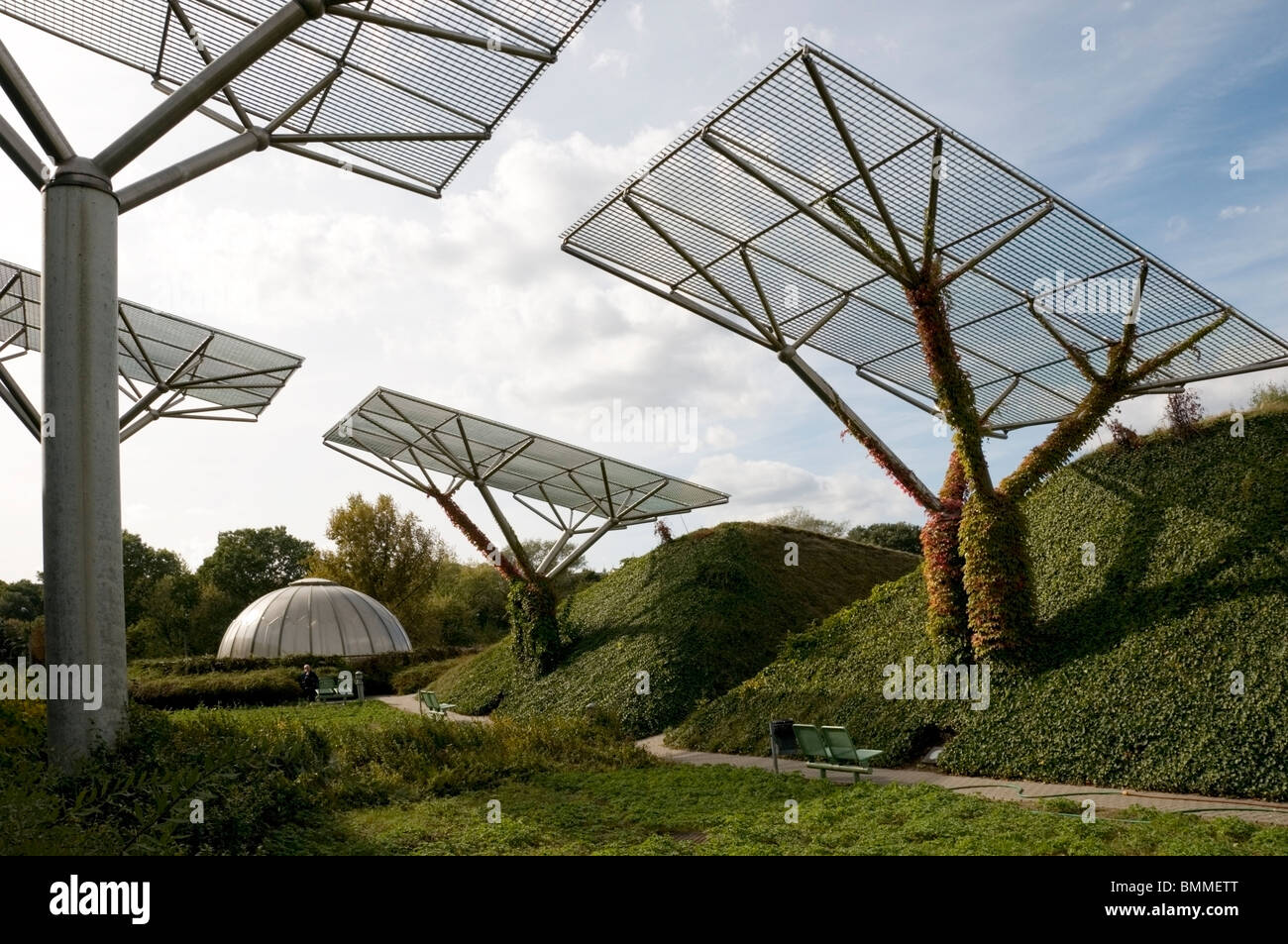 Segment of the Warsaw University Library garden path, with pergolas ...