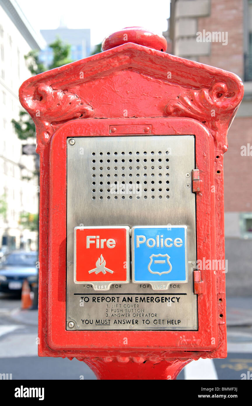 Emergency box, New York City, USA Stock Photo - Alamy