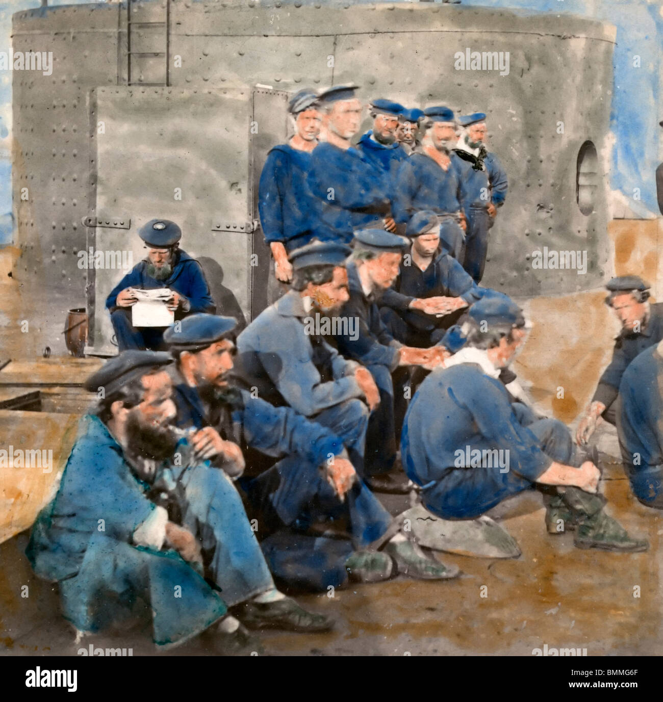 Crew of the USS Monitor, Hampton Roads, Virginia during USA Civil War ...