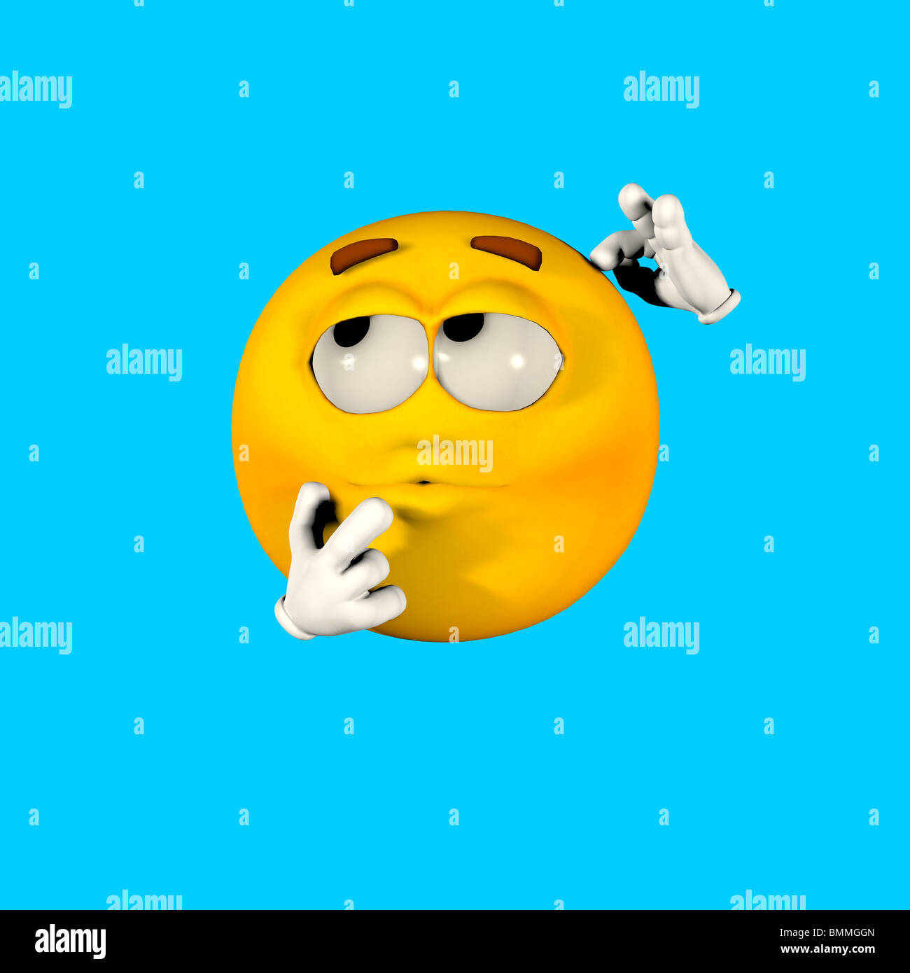 Emoticon smiley yellow thinking hi-res stock photography and images - Alamy
