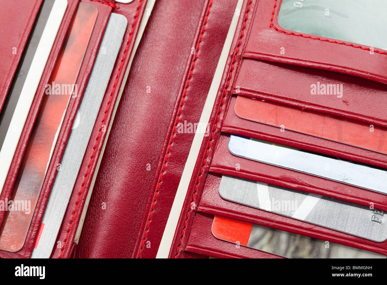Red Wallet and Credit Card Stock Photo - Alamy