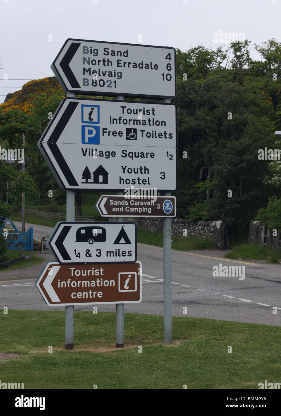 road sign Gairloch Scotland June 2010 Stock Photo - Alamy