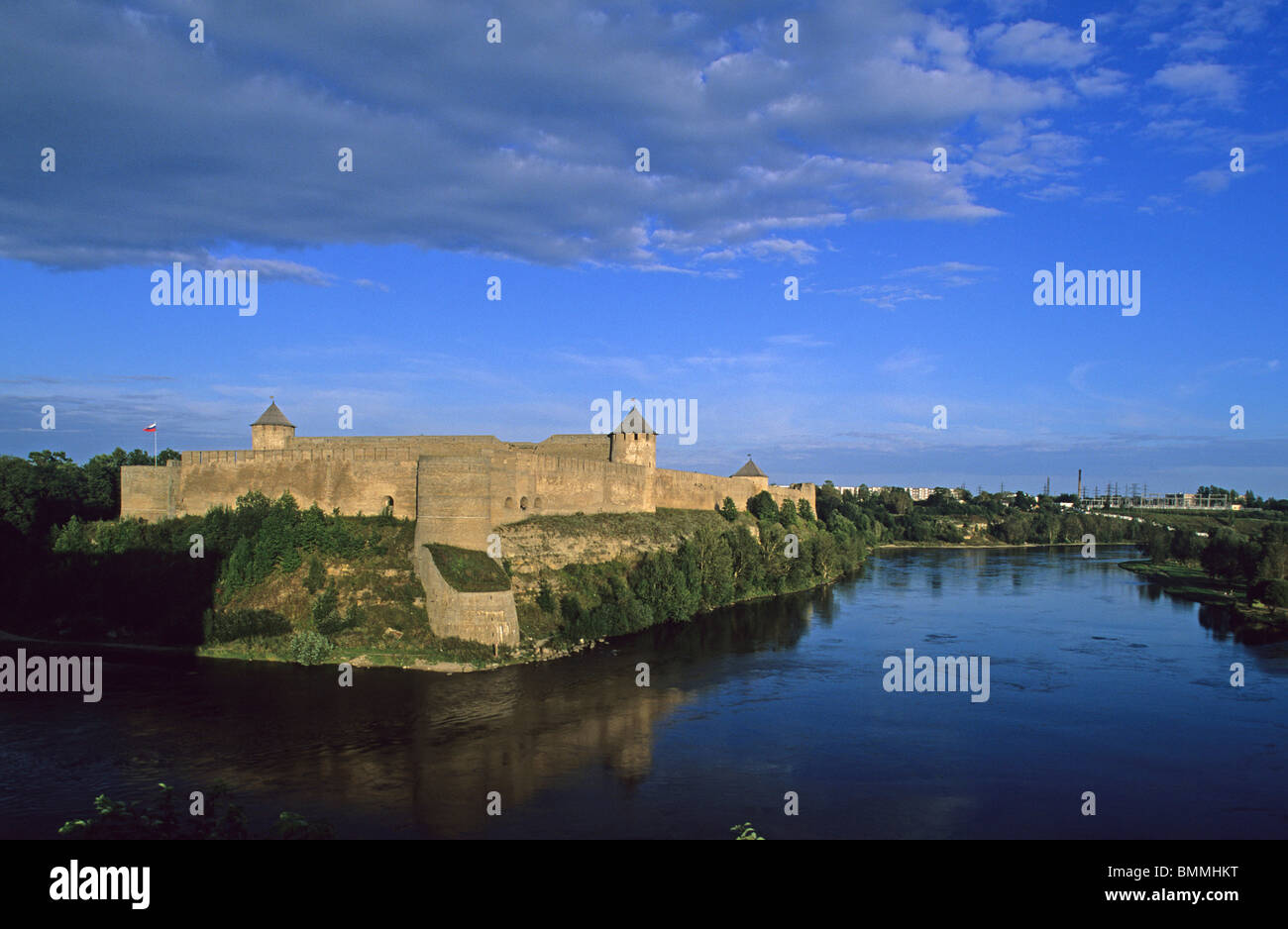 Estonia,Russia,Narva,Ivangorod fortress,Narva River Stock Photo - Alamy
