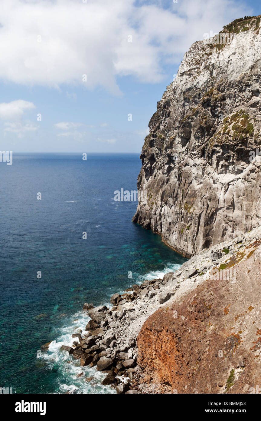 Volcanic geologic formation of Morro de Castelo Branco in Faial island ...