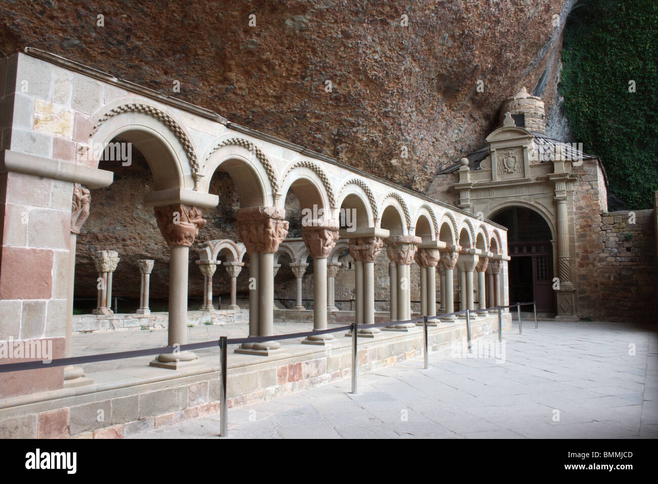 Cloisters of San Juan de la Pena Monastery, set into the overhanging ...