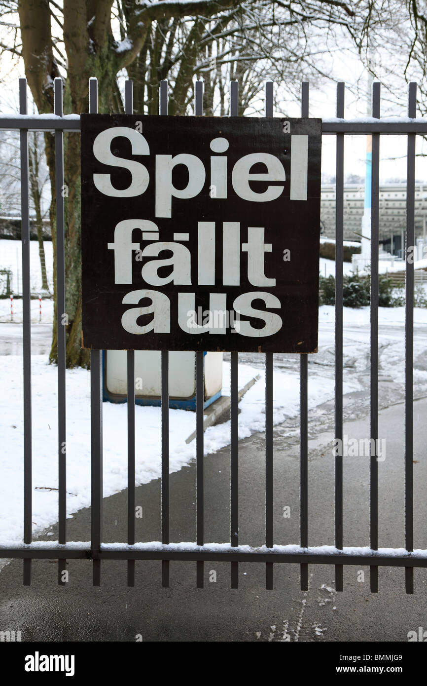 sports, football, sign informing about the cancellation of a football ...
