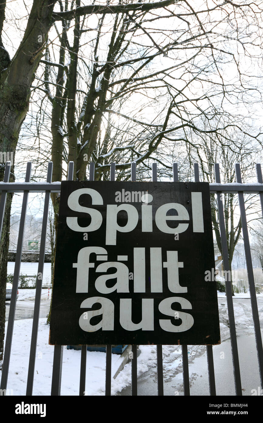 sports, football, sign informing about the cancellation of a football ...