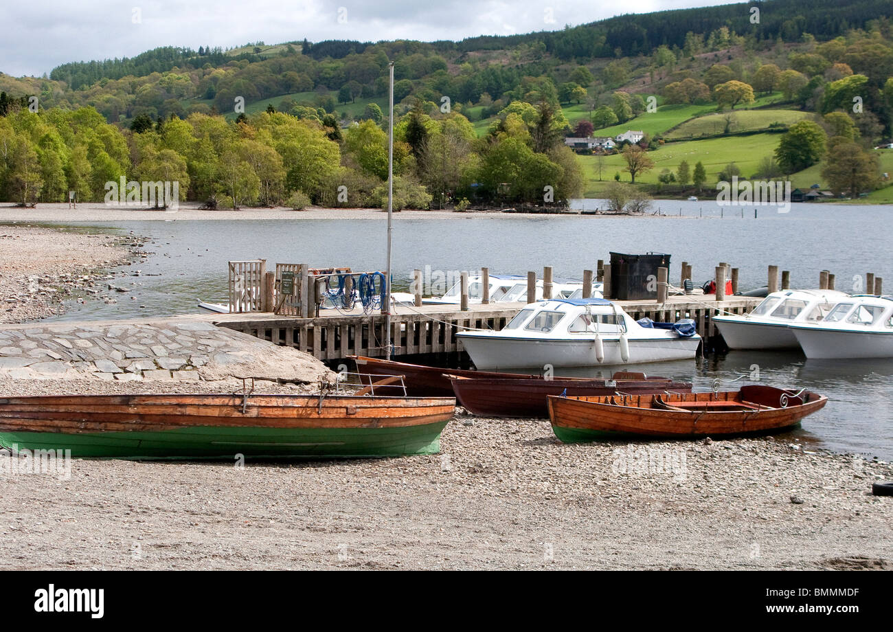 Boat moored by pier, Coniston Water, England Stock Photo - Alamy