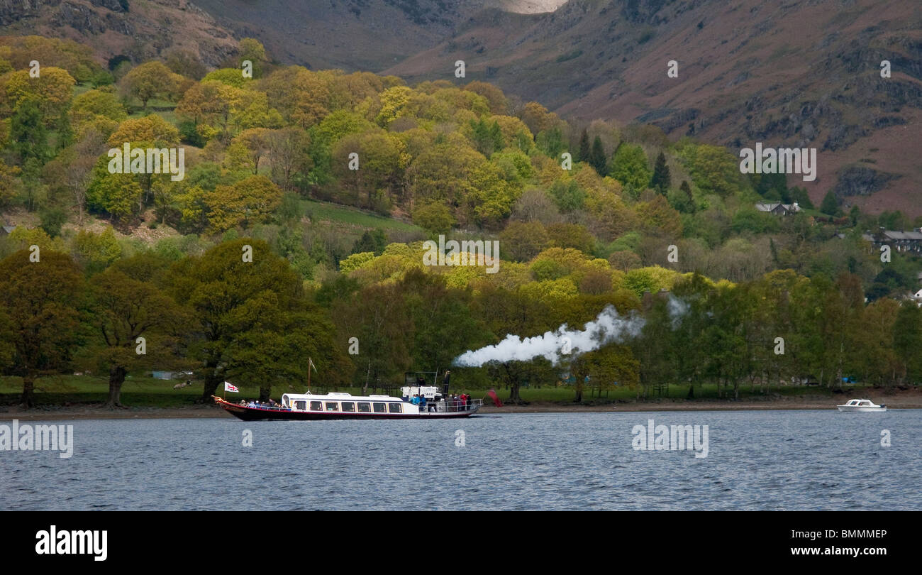 Steam gondola on Coniston Water, England Stock Photo - Alamy