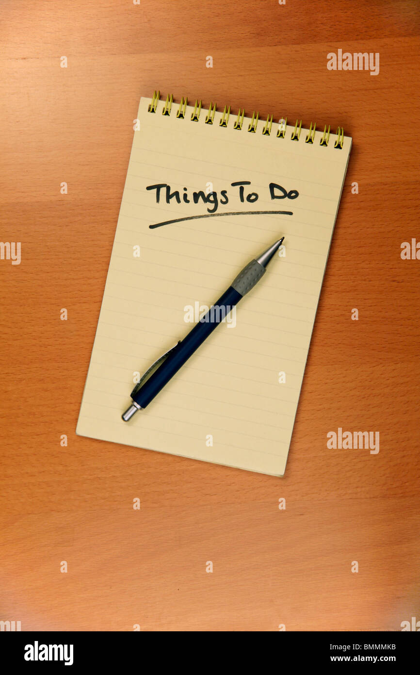 Things To Do List on spiral bound notepad Stock Photo - Alamy