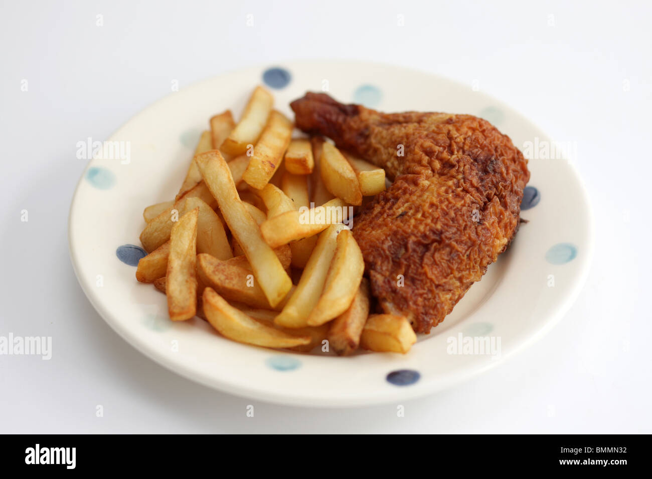 Roast Chicken and Chips Stock Photo - Alamy
