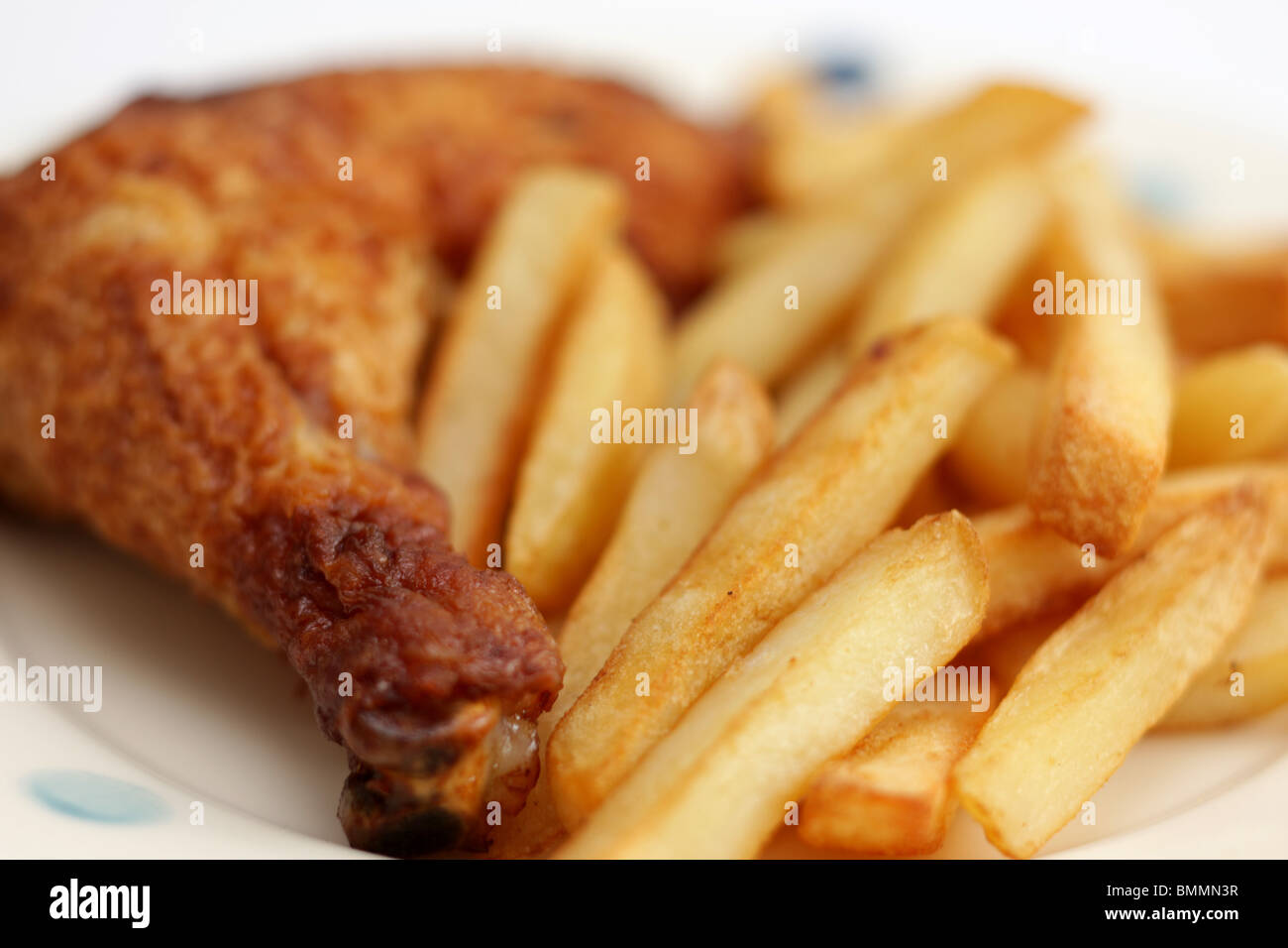 Roast Chicken and Chips Stock Photo - Alamy