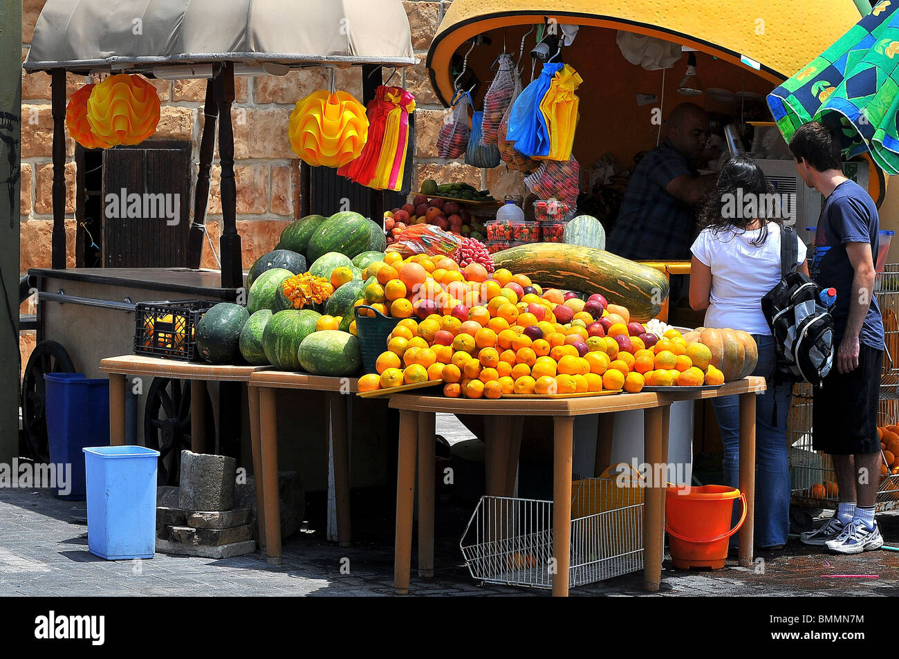 Israel, western Galilee, Acre, The old city Fruit juice stall Stock ...
