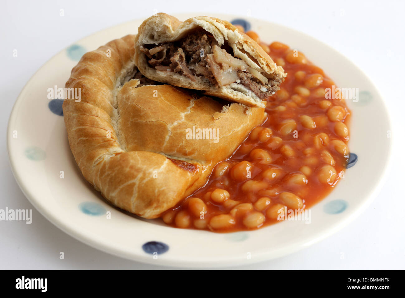 Cornish Pasty and Baked Beans Stock Photo - Alamy
