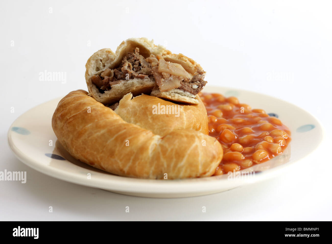 Cornish Pasty and Baked Beans Stock Photo - Alamy